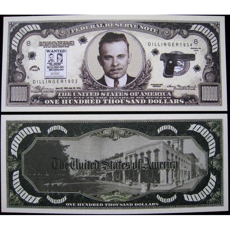 US DOLLAR COLLECTOR AL CAPONE JOHN DILLINGER ALCATRAZ